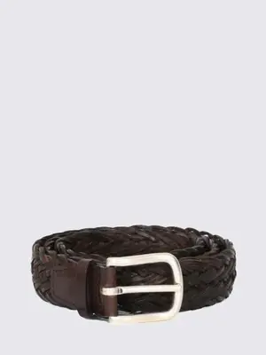 Orciani Woven Calfskin Leather Belt With Pin Buckle - Dark