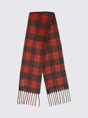 Our Legacy Wool And Alpaca Blend Scarf With Tartan Pattern And Fringes - Red