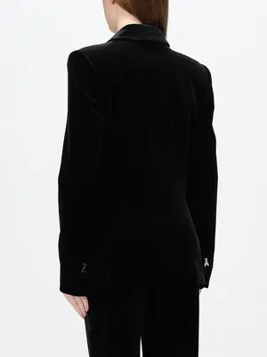 Patrizia Pepe Single-breasted Velvet Blazer With Lapels And Flap Pockets