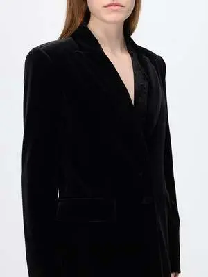 Patrizia Pepe Single-breasted Velvet Blazer With Lapels And Flap Pockets