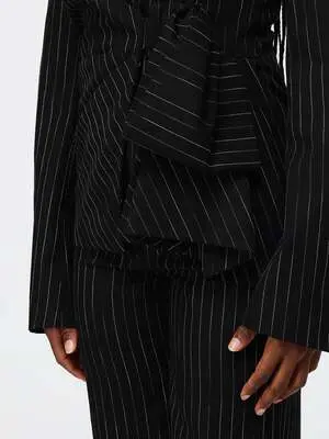 GENNY Draped Pinstripe Wool-blend Blazer With Tie Fastening