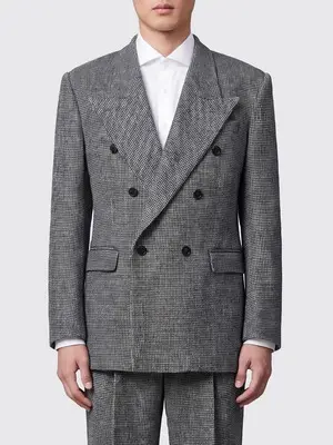 Dolce & Gabbana Double-breasted Check Wool-blend Blazer With Peak Lapels - Grey