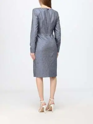 GENNY Draped Wool-blend Midi Sheath Ceremony Dress - Blue