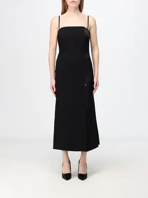 GENNY Off-the-shoulder Square-neck Midi Sheath Evening Dress - Black