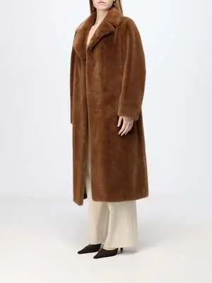 DUNO Vilma Pejo Robe Coat In Faux Fur With Belt - Coffee