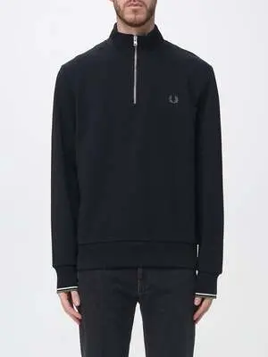 Fred Perry High Neck Half-zip Cotton Sweatshirt - Black