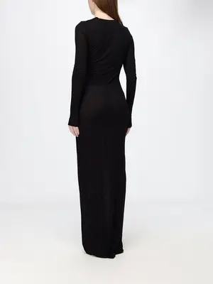 7 For All Mankind Long-sleeved Slim Fit Knit Maxi Dress In Viscose