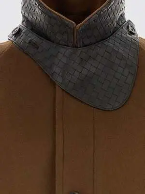 Bottega Veneta Single-breasted Wool And Cashmere Coat With Leather Collar