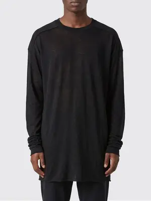 Rick Owens Oversized Long-sleeved Cotton T-shirt With Dropped Shoulders Black
