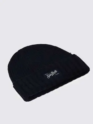 MC2 SAINT BARTH Embroidered Logo Wool And Cashmere Blend Beanie - Navy