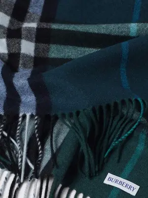 Burberry Pure Cashmere Scarf With Tartan Pattern And Fringed Edges