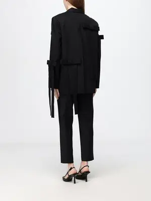 MEIMEIJ Cropped Relaxed Fit Wool-blend Blazer With Bow And Peak Lapels