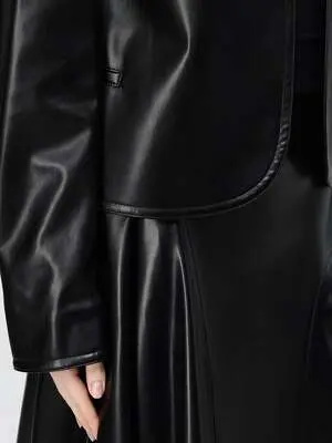 MEIMEIJ Cropped Faux Leather Blazer With An Open-front Design