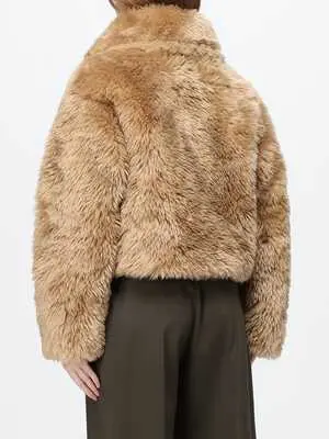 MEIMEIJ Cropped Faux Fur Jacket With A Classic Collar