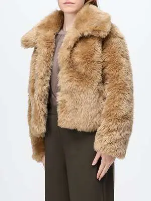 MEIMEIJ Cropped Faux Fur Jacket With A Classic Collar