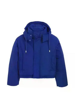 AMI Paris Hooded Nylon And Cotton Down Jacket With De Coeur