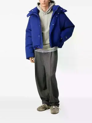 AMI Paris Hooded Nylon And Cotton Down Jacket With De Coeur
