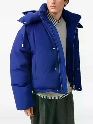 AMI Paris Hooded Nylon And Cotton Down Jacket With De Coeur