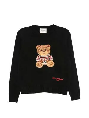 RUE MADAM PARIS Teddy-bear Intarsia-knit Sweater - Black