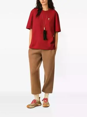 AMI Paris Printed Cotton ""place Des Victoires"" T-shirt Red