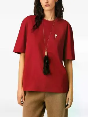 AMI Paris Printed Cotton Place Des Victoires T-shirt - Red