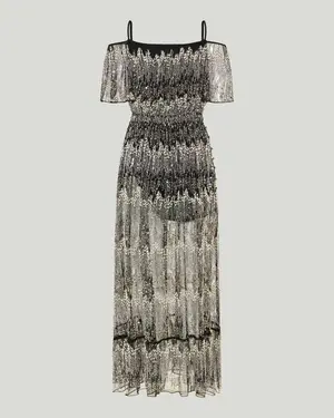 Rabanne Sequin-embellished Cold-shoulder Maxi Dress