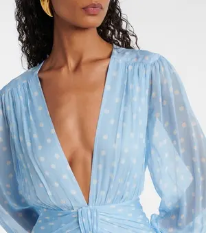 Rixo Polka Dot Ruffle Dress