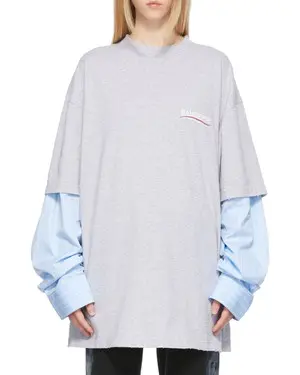 Balenciaga T-shirt Political Campaign Layered In Grigio - Gray