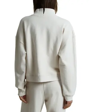PERFECTWHITETEE Delaney Cotton French Terry Mock Neck Sweatshirt - Sugar