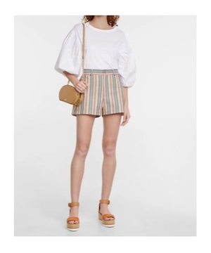 See By Chloé Striped Denim Shorts