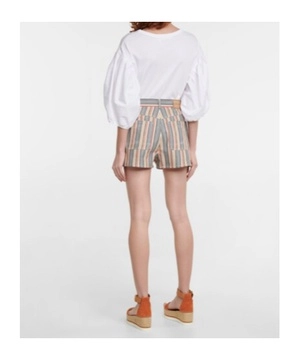 See By Chloé Striped Denim Shorts