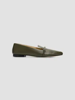 JIMMY CHOO Rhea Leather Loafers - Olive