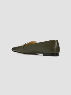 JIMMY CHOO Rhea Leather Loafers - Olive