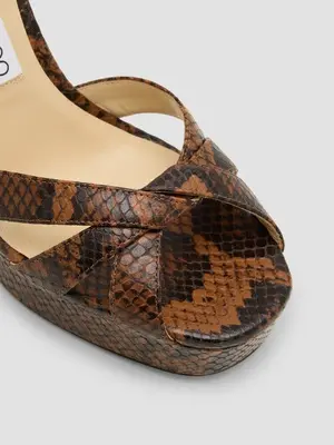 JIMMY CHOO Kove 120mm Python-embossed Leather Platform Sandals