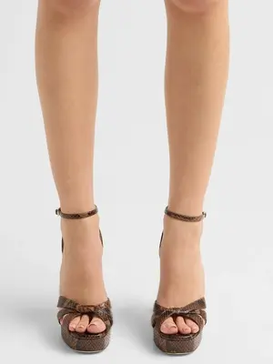 JIMMY CHOO Kove 120mm Python-embossed Leather Platform Sandals