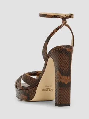 JIMMY CHOO Kove 120mm Python-embossed Leather Platform Sandals
