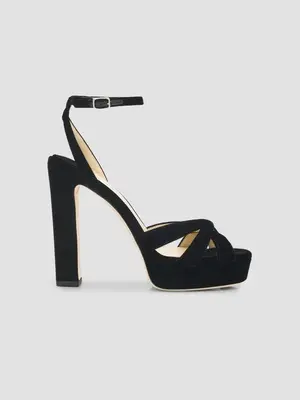 JIMMY CHOO Kove 120mm Velvet Platform Sandals Black