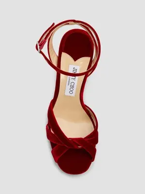 JIMMY CHOO Kove 120mm Velvet Platform Sandals - Ruby Red