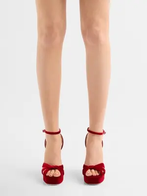 JIMMY CHOO Kove 120mm Velvet Platform Sandals - Ruby Red