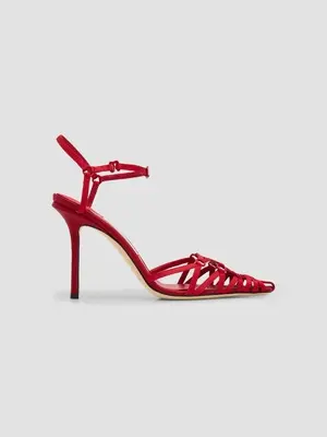 JIMMY CHOO Tiga 100mm Satin Ribbon Pumps - Ruby Red