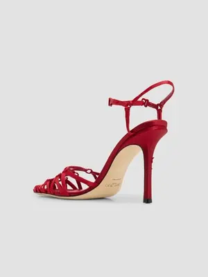 JIMMY CHOO Tiga 100mm Satin Ribbon Pumps - Ruby Red