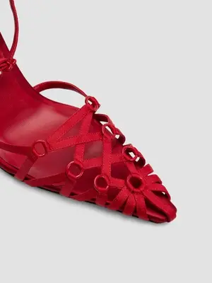 JIMMY CHOO Tiga 100mm Satin Ribbon Pumps - Ruby Red