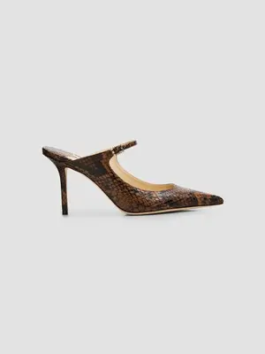 JIMMY CHOO Bing 85mm Python Embossed Leather Mules