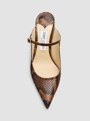 JIMMY CHOO Bing 85mm Python Embossed Leather Mules