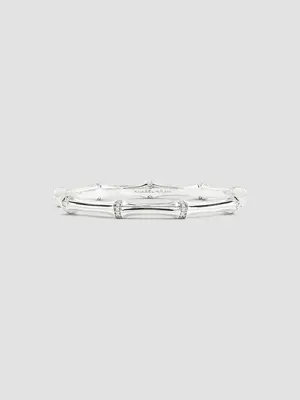 ANABEL ARAM Bamboo Sterling -plated & Cubic Zirconia Bangle - Silver