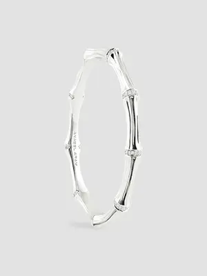 ANABEL ARAM Bamboo Sterling -plated & Cubic Zirconia Bangle