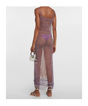 SELF-PORTRAIT Beaded Fishnet Midi Dress