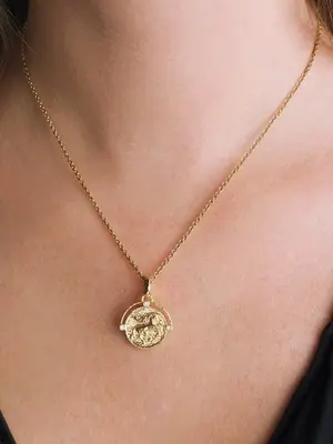 ANABEL ARAM Pegasus 18k--plated Coin Pendant Necklace
