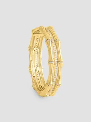 ANABEL ARAM Bamboo 18k--plated & Cubic Zirconia Hinged Bangle