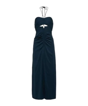 SELF-PORTRAIT Cutout Ruched Halterneck Maxi Dress